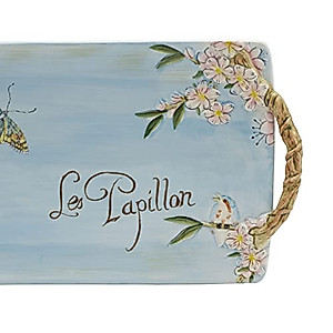 Fitz and Floyd Toulouse Handled Serving Tray, 14 Inch, Blue