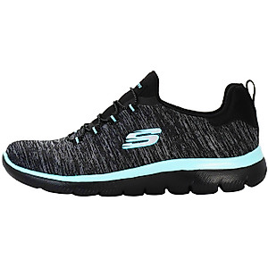 Skechers Women's Summits-Quick Getaway Black/Aqua Sneaker 8.5 W US