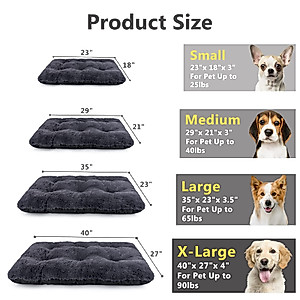 JOEJOY Dog Bed Crate Pad, Deluxe Plush Washable Dog Beds Fulffy Soft Kennel Pad Anti-Slip Pet Sleeping Mat for Medium Small Dogs, 23" x 18", Grey