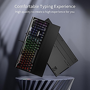 Newmen GM101 Mechanical Gaming Keyboard,RGB Backlit Wired Keyboard with Wrist Rest,Anti-Ghosting Aluminum Mechanical Keyboard for PC Mac(Linear Red Switches)