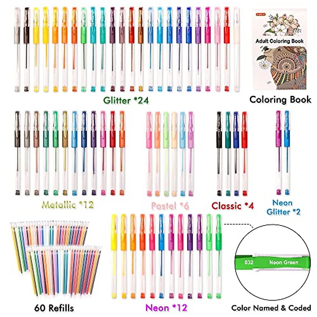 Shuttle Art Gel Pens, 120 Pack Gel Pen Set Packed in Metal Case, 60 Unique Colors with 60 Refills for Adults Coloring Books Drawing Doodling Crafts Scrapbooking Journaling