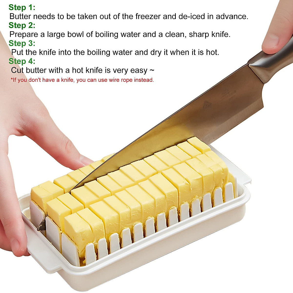 payanwin Butter Keeper, Butter Divider Storage Box Cheese Storage Butter Dish with Lid, No Mess Lid, Plastic, Dishwasher Safe (White)