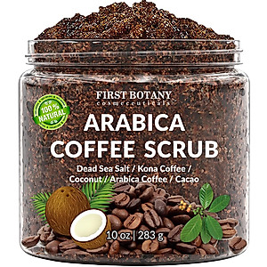 100% Natural Arabica Coffee Scrub with Organic Coffee & Shea Butter - Best body scrub 10 oz