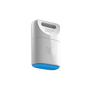 Silicon Power 8GB USB 2.0 T06 Touch Flash Drive, White (SP008GBUF2T06V1W)