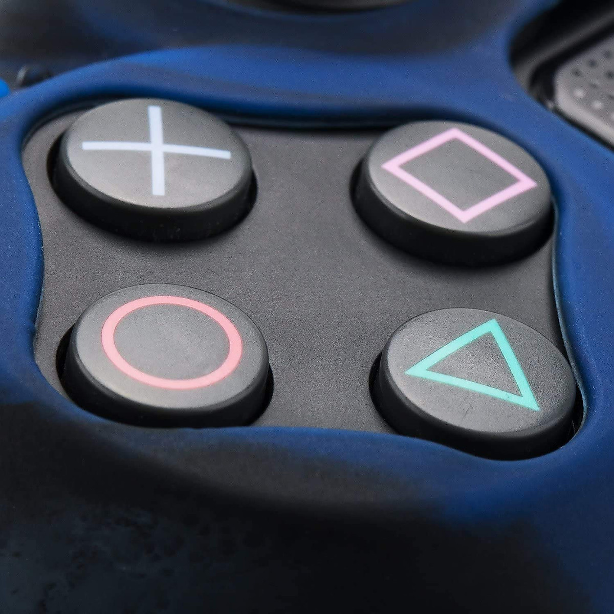 YoRHa Studded Silicone Cover Skin Case for Sony PS4/slim/Pro Dualshock 4 Controller x 1(Camouflage Blue) with Pro Thumb Grips x 8