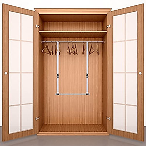 Amyhill 2 Pack Double Hanging Closet Rod Extender Width and Height Adjustable Closet Hanging Rod Extension Organizer Space Saving Clothes Hanging Bar with 4 Pcs Nylon Bands for Closet Clothes Storage