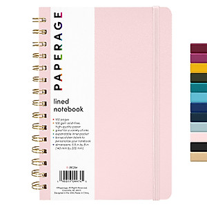 PAPERAGE Lined Spiral Journal Notebook, (Blush), 160 Pages, Medium 5.7 inches x 8 inches - 100 GSM Thick Paper, Hardcover, Double-Wire Spiral Journal & Notebook