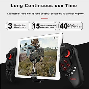 ipega PG-9023S Mobile Game Controller, Wireless 4.0 Gamepad PUBG Trigger Mobile Phone Telescopic Controller Joy Stick for iPhone Compatible with 5-10" iOS(iOS 11-13.3)/Android Phone PC Tablet TV Box