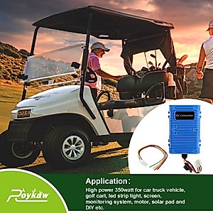 Roykaw Golf Cart Voltage Reducer Regulator Converter 36/48V to 12V Compatible with E-Z-GO Club Car Yamaha (30A/350W)
