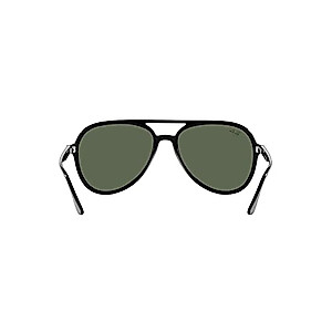 Ray-Ban RB4376F Low Bridge Fit Aviator Sunglasses, Black/Dark Green, 57 mm