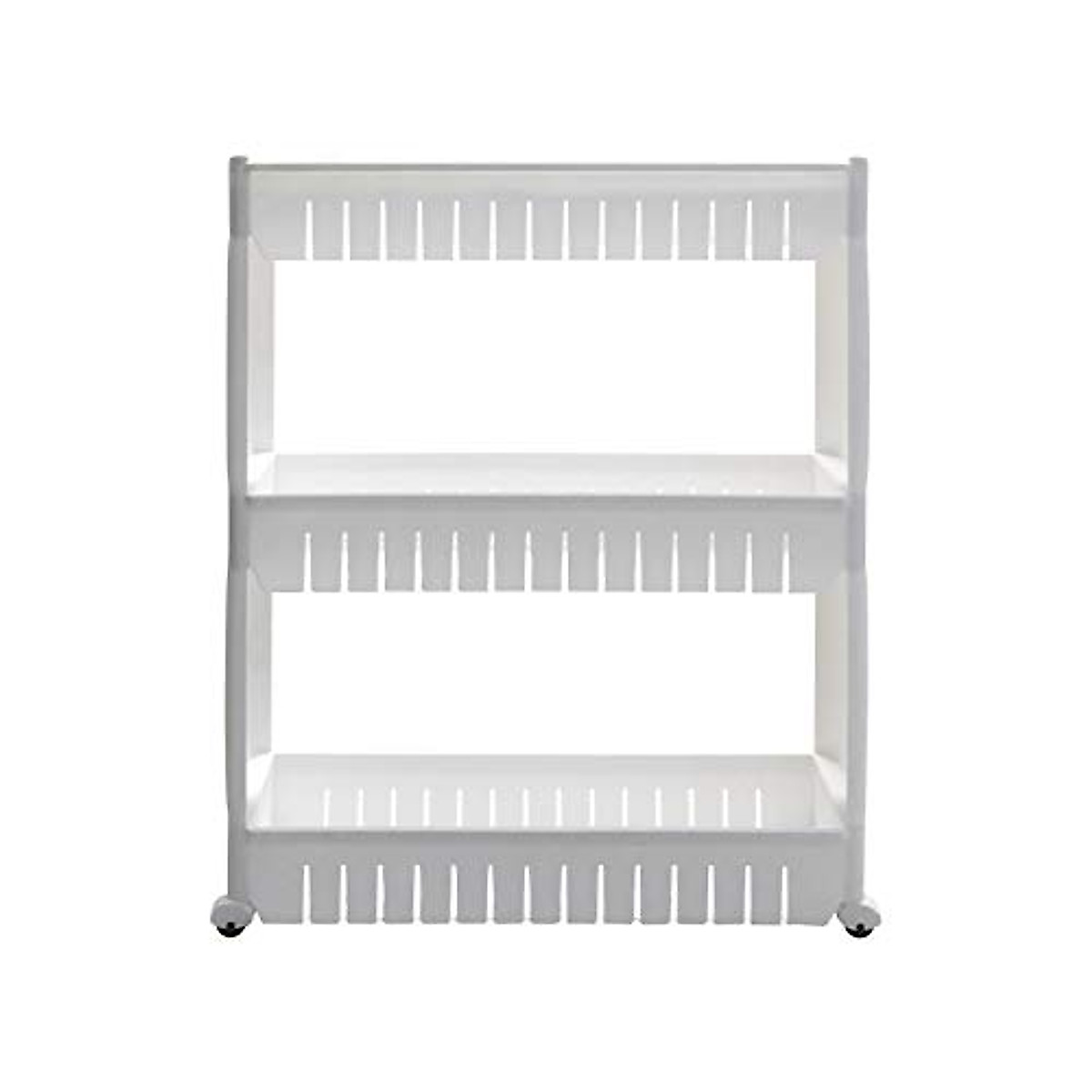 HomeRoots 3 Tier Slim Storage Cart with Wheels Mobile Shelving Unit Organizer Slide Out Storage Rolling Utility Organizer Rack for Kitchen Bathroom Laundry Narrow Places, White