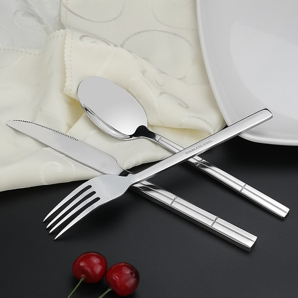 Lesbin 60-Piece Flatware/Cutlery, Stainless Steel Silverware, Service for 12