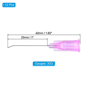 PATIKIL Blunt Tip Dispensing Needles 30G, 12 Pcs 1 Inch Industrial Liquid Dispenser Needle with Lure Lock for Refilling Liquid Ink Adhesive Glue, Purple