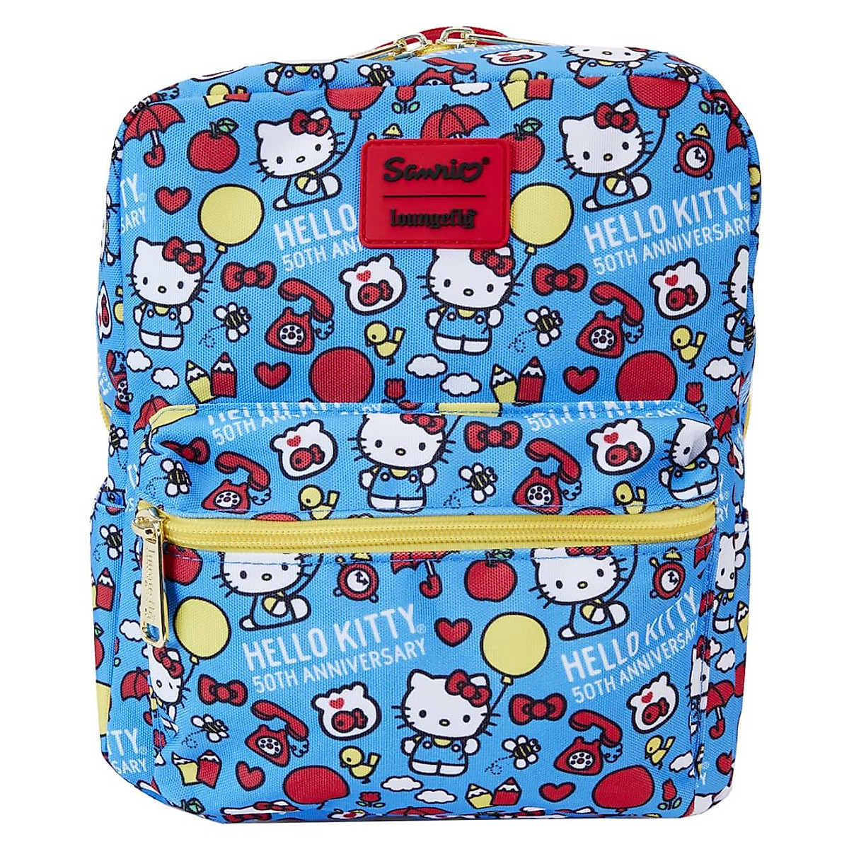 Loungefly Sanrio Hello Kitty 50th Anniversary All Over Print Square Nylon Mini Backpack