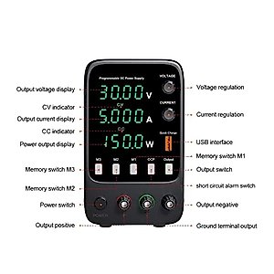 EZGA DC Power Supply Variable Adjustable DC Power Supply Laboratory Programmable Memory Function Power Supply Switching Power Supply Current Stabilizer for Spectrophotometer and lab Equipment Repair