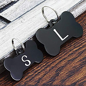 Ultra Joys Stainless Steel Pet ID Tag Dog Name Tags Personalized Front and Back Engraving, Customized Dog Tags and Cat Tags, Optional Engraved on Both Sides, Bone Tag with Mountain Design, Large
