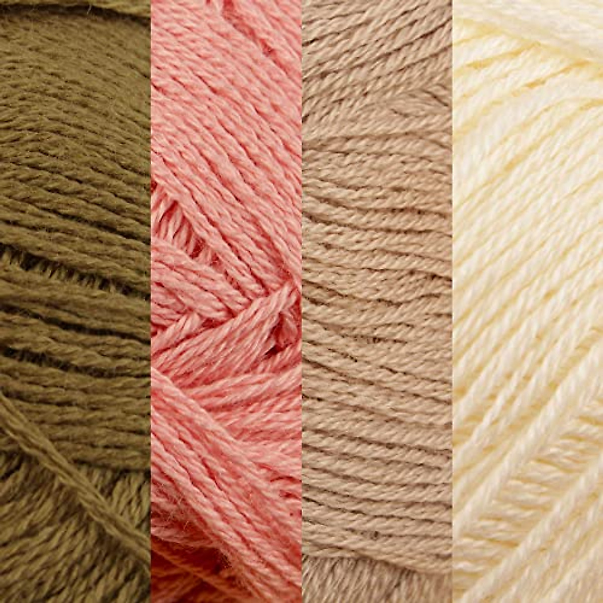 JubileeYarn Baby Soft Bamboo Cotton Yarn - 50g/Skein - Shades of Neutral Tones - 4 Skeins