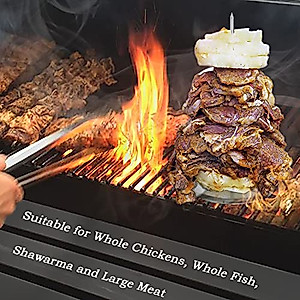 YOOYIST Vertical Skewer for al Pastor, Stainless Steel Removable BBQ Hack Stand with Meat Forks, Brazilian Barbecue Skewers Grilling Meat Spit