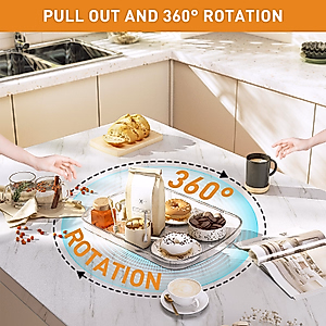SPACEKEEPER Lazy Susan Turntable Organizer for Fridge Organization and Storage, Rectangle Turntable Lazy Susan Spice Rack for Cabinet Pantry Countertop Fridge Organizers, 2 Pack