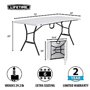Lifetime 6-Foot Fold in Half Table, White Granite