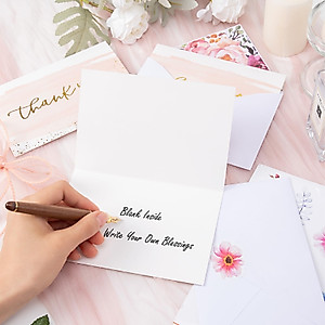 Thank You Cards-48 Bulk Blank Gold Foil&Watercolor Bulk Box Set with Elegant Floral Envelopes &Stickers for Wedding, Baby Shower, Bridal Shower, Business, Anniversary, Funeral -4" x 6"