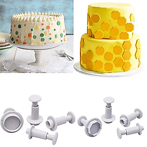 INSPEE 20 Pieces Fondant Plunger Cutters Square/Oval/Circular/Polygon/Star Cookie Cutters Sugarcraft Cake DIY Decorating Tools