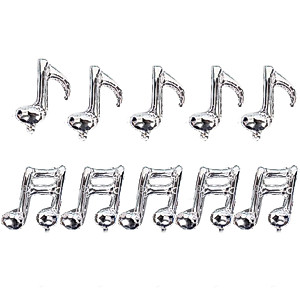 10 PCS Musical Note Aluminum Foil Balloons Guitar Silver Happy Birthday Music Balloons Banner Music Party Decorations for Music Themed Party, Birthday, Home Outdoor Party, Celebrations