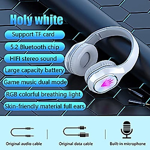 Kadlawus T2 Game Headset - Headphone Sporting Game Luminous Dual Mode Bluetooth 5.2 Can Support TF- Card Mode Game Musicdual Mode 360° No Dead Angle