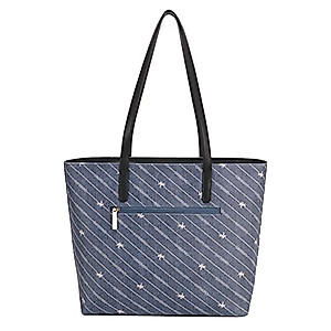 Women Fashion Blue Denim Jeans David Jones Shoulder Handbag Work Everyday Tote Medium Bag - Blue