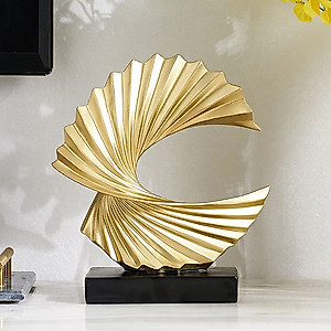 Resin Crafts Art Ornament Abstract Figurines Sculpture Desk Table Statue for Home Bedroom Living Room Garden Office - Golden