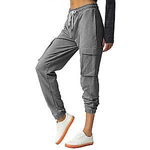 SPECIALMAGIC Women's Cargo Sweatpants Cotton Athletic Joggers 4 Pockets Sporty Pants Heather Grey Medium