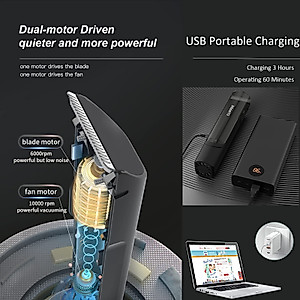 Hair Clippers for Men, Automatic Vacuum Professional Cordless hair clippers, Waterproof & USB Rechargeable Hair Cutting Kit Hair Trimmer with Magnetic Storage Bin