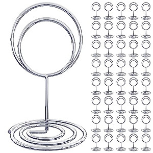 GPYG 40PCS Table Number Holders, Place Cards Holder, Mini Food Labels Menu Holder, Photo Holders, Idea For Centerpieces, Wedding, Birthday, Party Decoration (Silver)