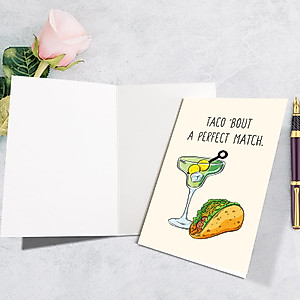 Funny Wedding Shower Card for Bride and Groom, Humorous Pun Wedding Card for Friends, Congrats Engagement Card, Taco 'Bout A Perfect Match