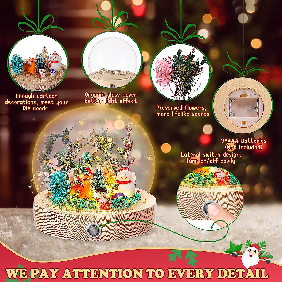 Ahousme Christmas Decorations Night Light Dreamy Snowman Elk DIY Arts and Craft Kits Girls Boys Toys Nightlight Novelty Project Art Kits LED Decor for Kid Age of 6-12 Years Toys for Girls Boys