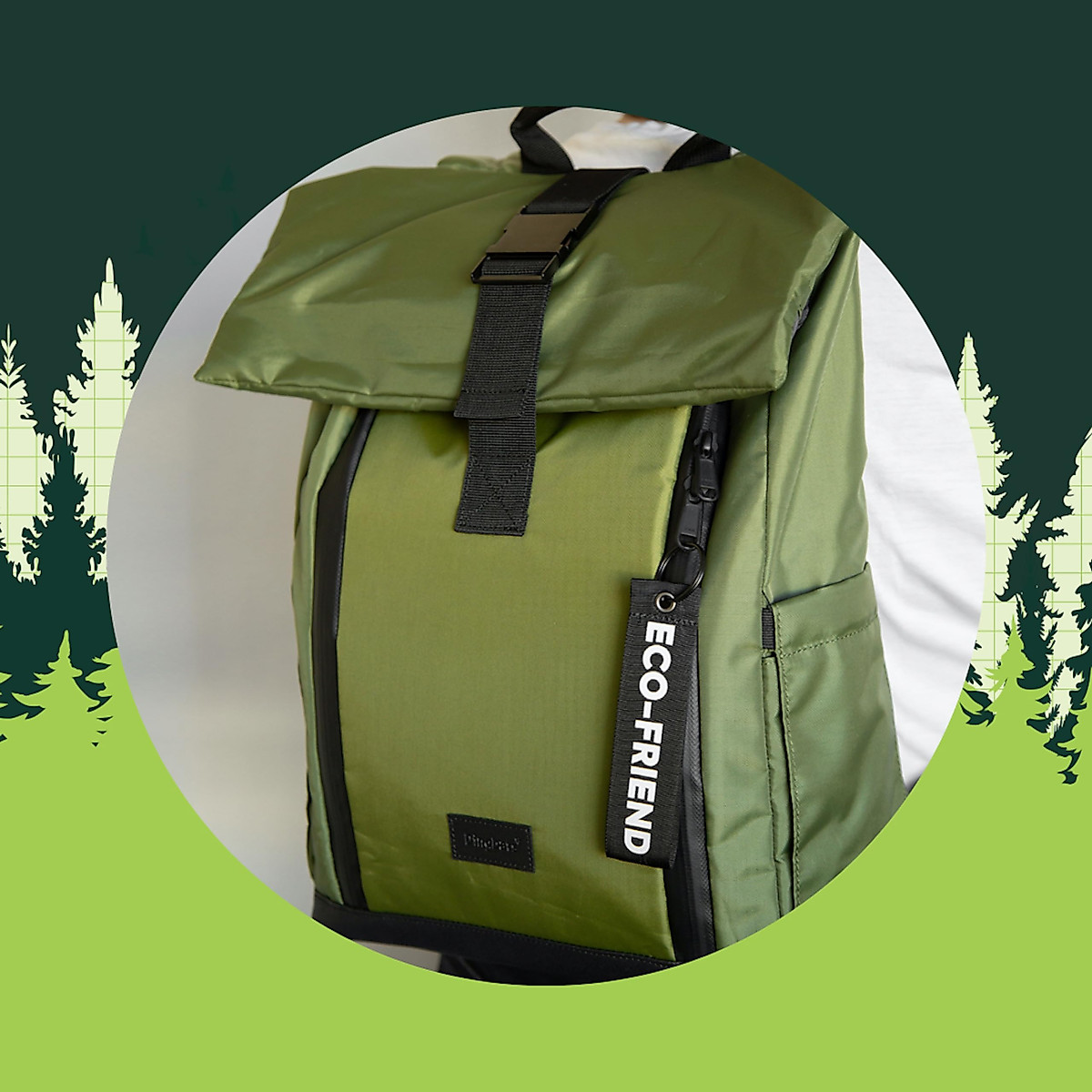 Dingbats* - Roll Top Backpack - 25L Rucksack - Made from Recycled PET Bottles, Padded Shoulder Straps, Metal Buckles - Ideal Laptop Backpack, Fits 15" Laptop - Durable, Aesthetic - Volcano