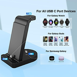 Charging Station for Multiple Devices, 3-in-1 Charger Station＆25W Adapter Block for iPhone 15 Pro/15 Pro Max, Samsung S23/S22/S21/Z Fold 4, Galaxy Buds, Wireless Charger for Galaxy Watch 6/5/5 Pro/4/3