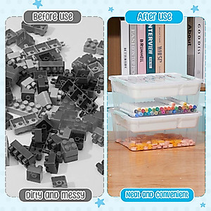 Juexica 2 Pcs 10 Qt Plastic Storage Box with Removable Tray Clear Craft Organizers and Storage Stackable Art Craft Bins Art Supply Organizers for Toy Containers Sewing Bead Tool Crayon Stationery Clay