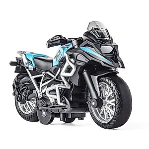 Diecast Motorcycle Toy - Pull Back Toy Cars with Sound and Light Toy,Motorcycle Toys for Boys,Toys for 3-9 Year Old Boys (Blue)