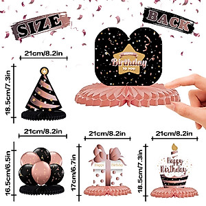 LINGTEER Happy 60th Birthday Rose Gold Table Honeycomb Centerpieces Cheers to 60th Birthday Sixty Years Old Party Table Decorations Gift Sign.