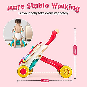 Baby Sit-to-Stand Walker,Toddler Entertainment Table Activity Center Early Perschool Education Toy,Baby Push Walker for Boy Girl 10 Months +