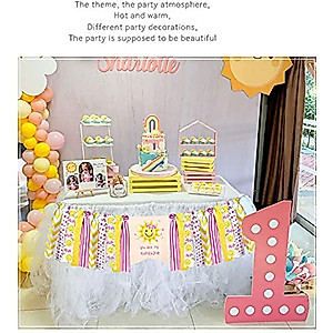 Sunshine Baby Shower Decorations Handmade You are My Sunshine Banner, Sunshine ONE Fabric Ribbon High Chair Banner- 1st Birthday Girls First Birthday Supplies (Sunshine Baby One Set)