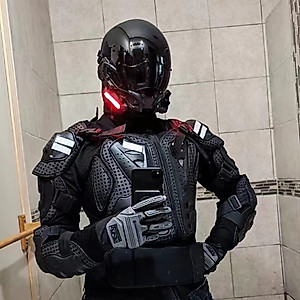 PDLING Punk Gothic Cyber Helmet Mask for Men,Techwear mask, Halloween Cosplay Costume Accessory with LED Light, Futuristic Helmet