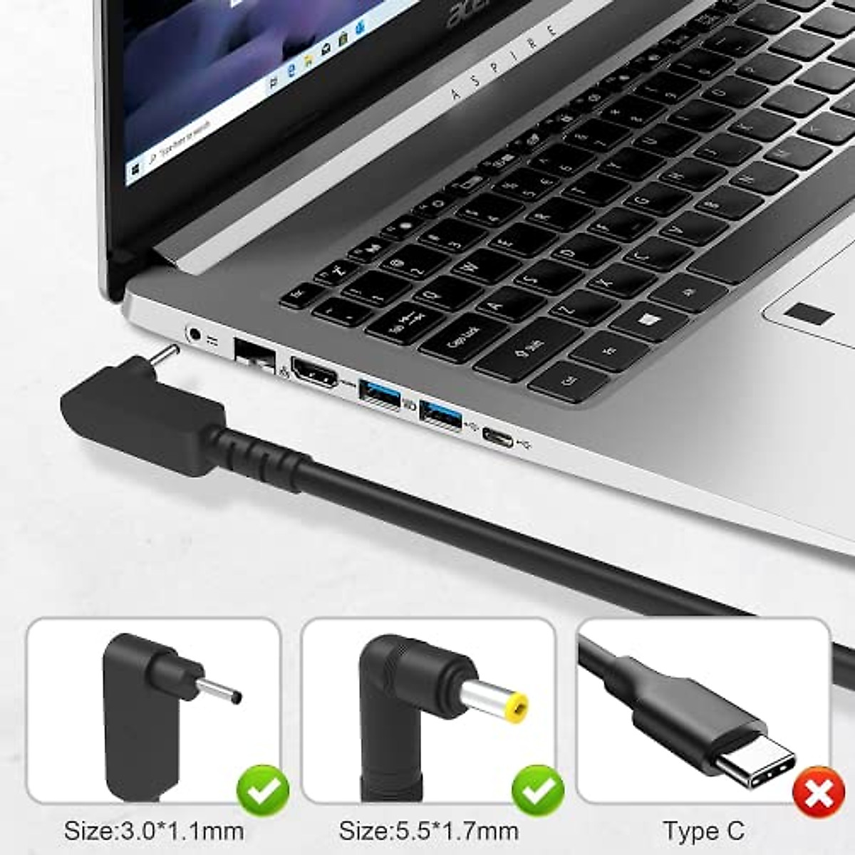 19V 3.42A 65W 45W Acer Laptop Charger for All Round Connectors Replacement for Aspire A515 R5 Chromebook 11 13 14 15 C720 C738T CB5 Spin SP111 Swift SF315 TravelMate Spin B118 Spin SF314 Cloudbook 14