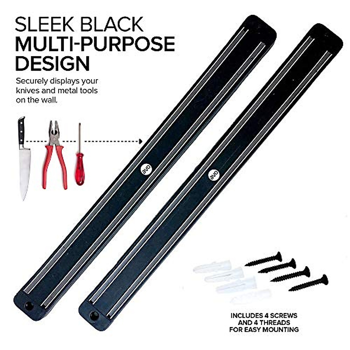 Kitchavo Magnetic Knife Strip Set Of 2 13 Inch Magnetic Knife Holder Tool Rack Storage Display Organizer Multipurpose Kitchen Bar Easy Install