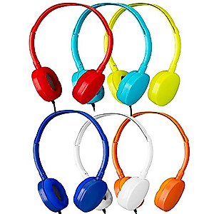YMJ Bulk Headphones 6 Pack School Headphones for Kids (6 Colors) Kids Headphones for School,Classroom, Libraries, Laboratories (Color Mixed)