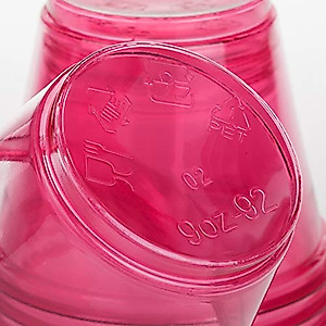 Golden Apple, 9oz-25sets Pink Red Plastic Cups with Clear Dome lids No Hole(25cups + 25lids)…