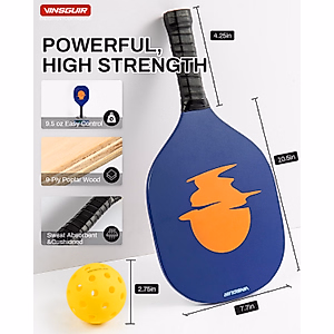 VINSGUIR Pickleball Net Set, Portable Pickleball Net with 4 Pickleball Paddles, 8 Pickleballs, 1 Carry Bag, 22 FT Regulation Size Pickleball Net Set for Beginners, Outdoor Indoor Driveway Home