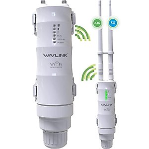 Dual Band 2.4+5GHz 600Mbps Outdoor WiFi Range Extender, WAVLINK-WN570HA1 3 in 1 Wireless PoE Access Point AP (CPE)/ Exterior Router/Repeater Internet Amplifier Network Signal Booster in 2 Antennas