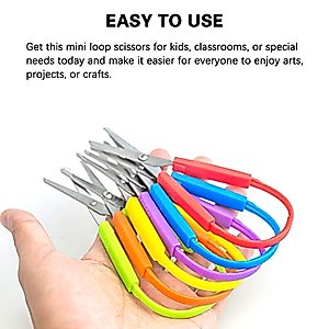 3-Pack Mini Loop Scissors Muitiple Colors Easy-Opening Squeeze Handles Grip Scissors Self-Opening Adaptive Design for Special Needs LDW06211 Blue